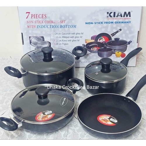 KIAM Non-Stick 7 Pieces Cookware Set with induction bottom